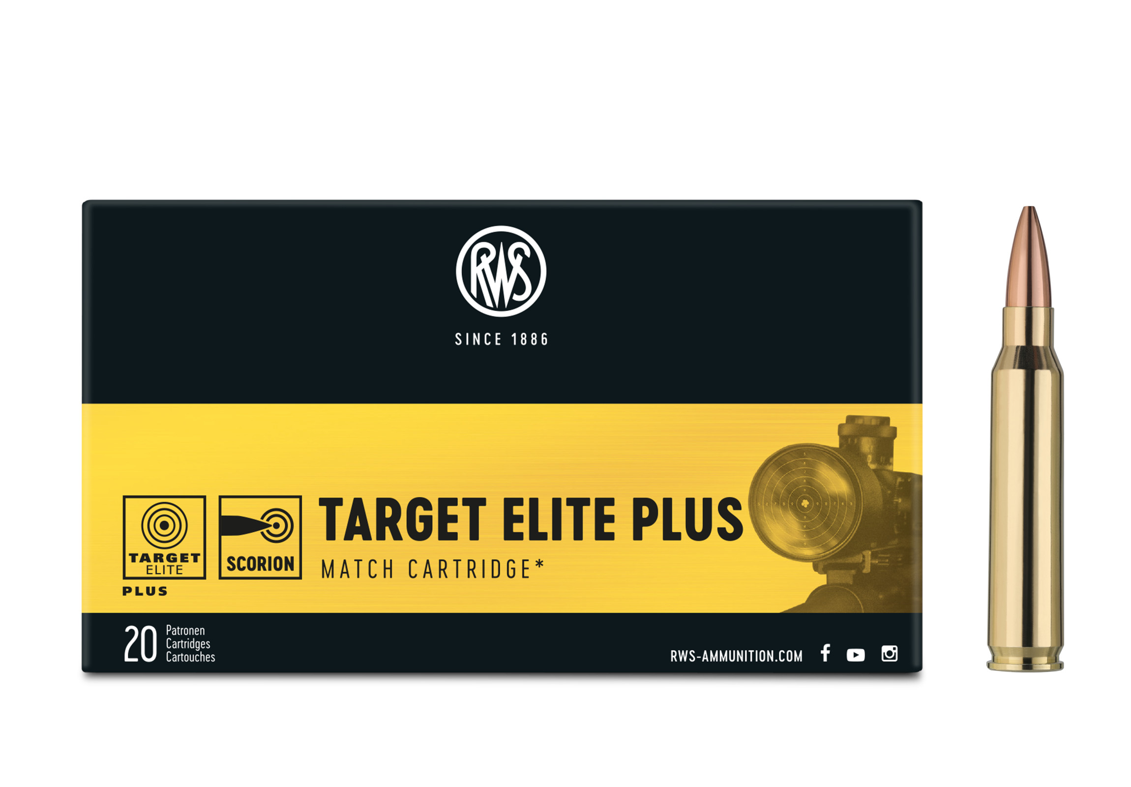 RWS .223Rem Target Elite Plus, 69grs, 20 Schuss Büchsenpatrone ...