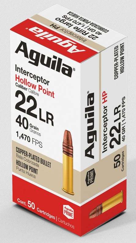 Aguila .22 LR 40grs Interceptor CPHP, 50 Schuss Kleinkaliberpatrone ...